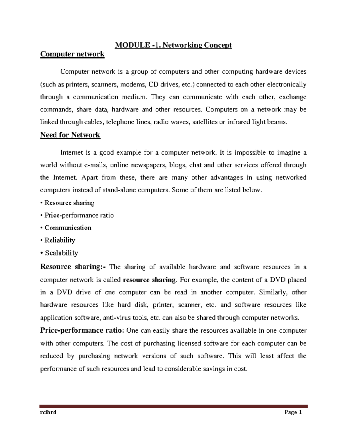 DCA 103 Notes - Computer - MODULE -1. Networking Concept Computer ...