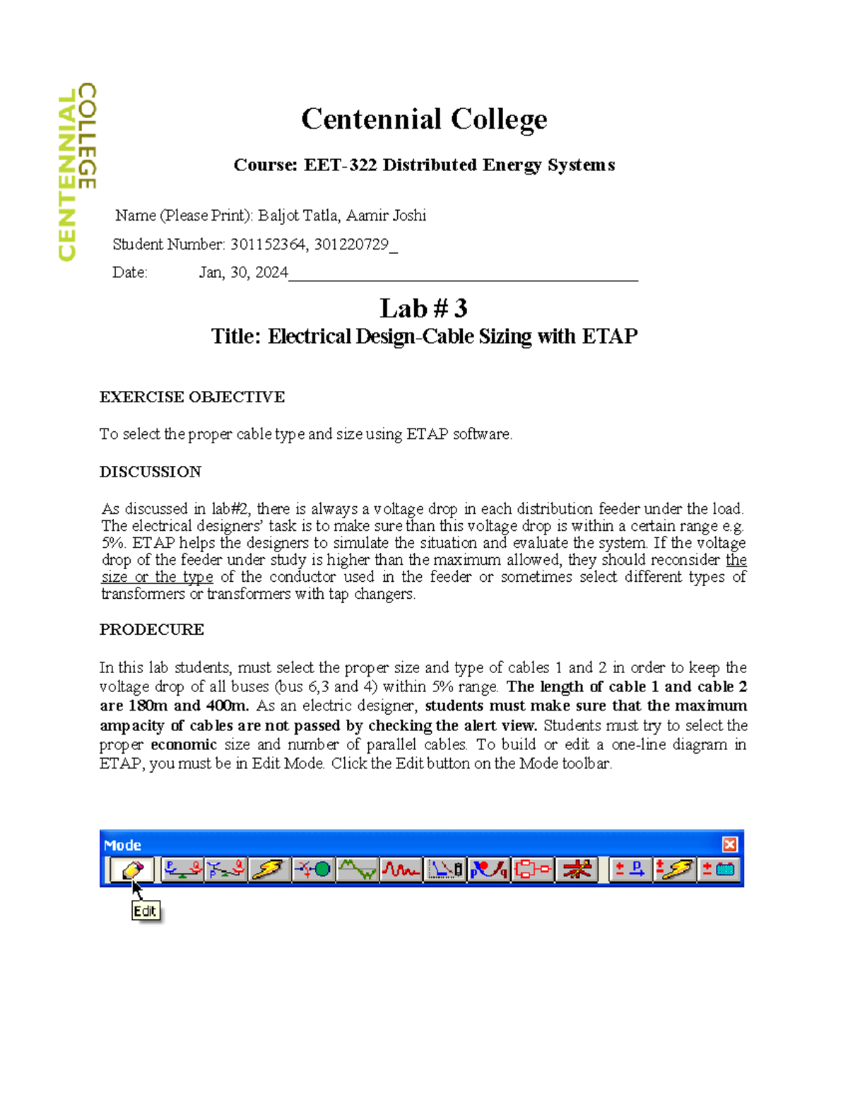 Lab 3 - Centennial College Course: EET-322 Distributed Energy Systems N ...