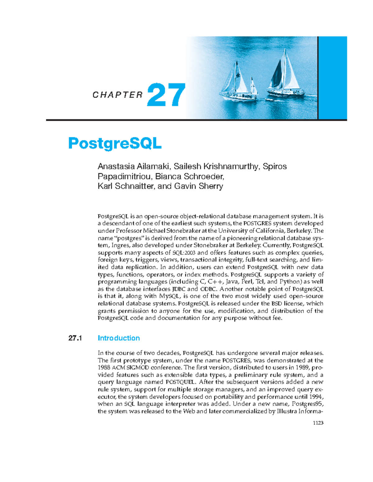 Database System Concepts (2)- 27 - C H A P T E R 27 PostgreSQL ...