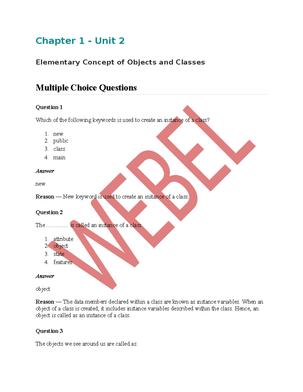 Chapter 1 Unit 2 Class X Chapter 1 Unit 2 Elementary Concept Of Objects And Classes