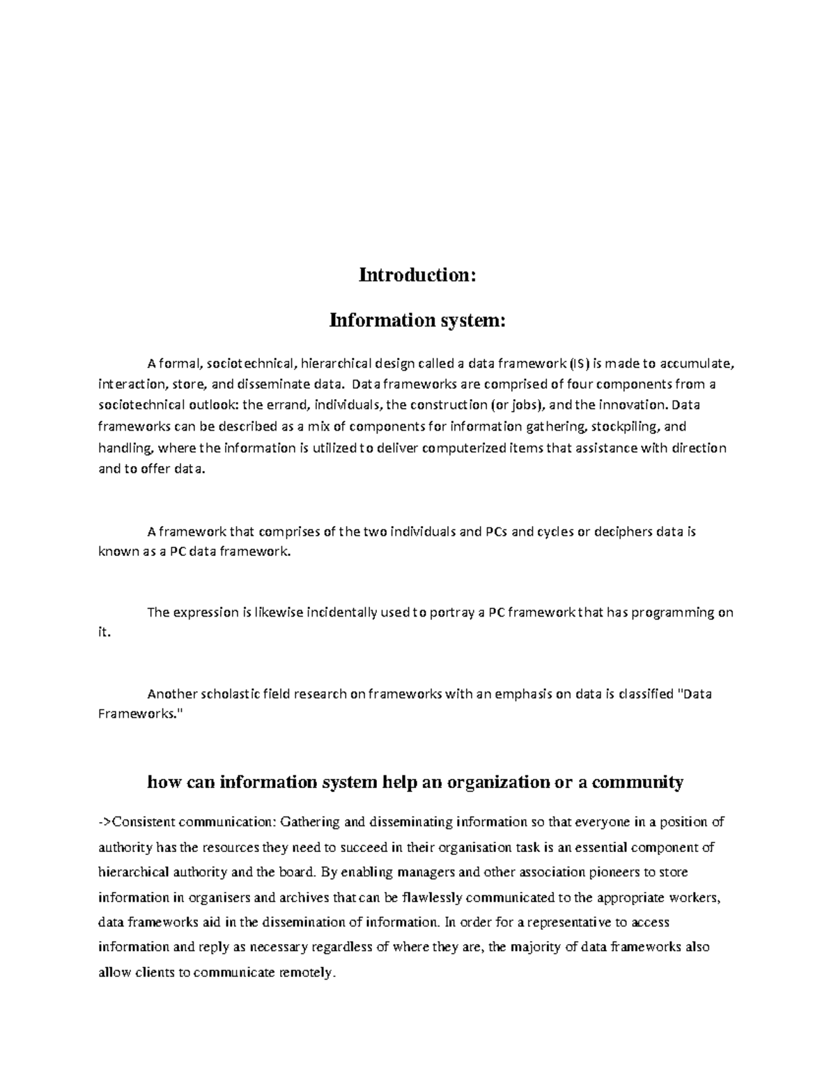 Document - Introduction: Information system: A formal, sociotechnical ...