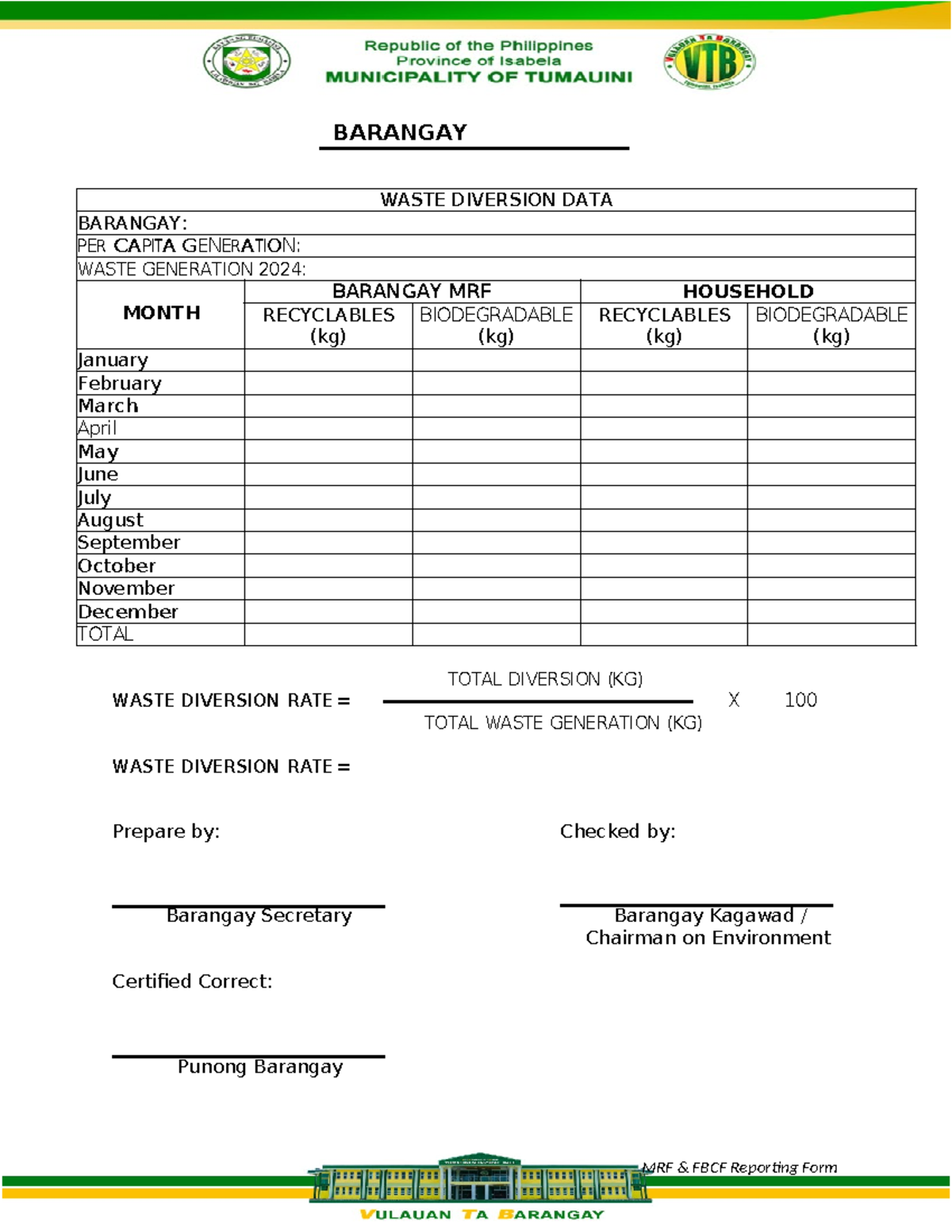 Menro Barangay Waste Diversion Data - BARANGAY WASTE DIVERSION DATA ...