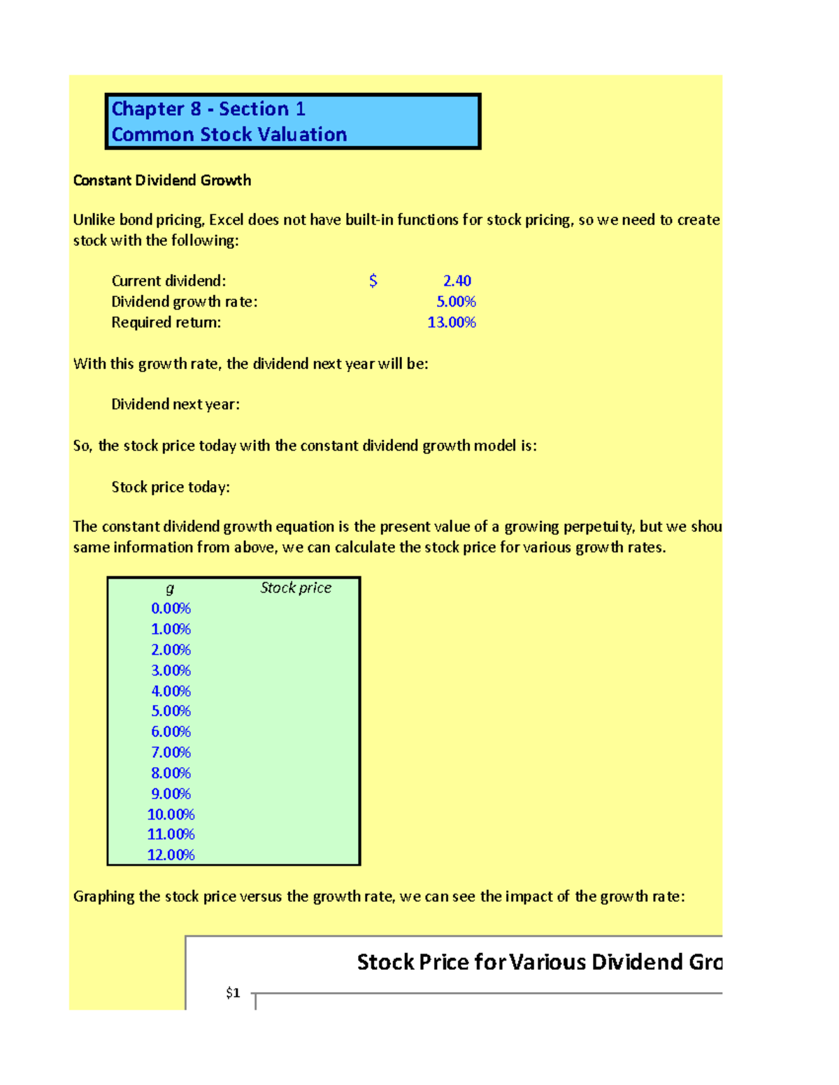 Ch8 Excel Practice Problems Student - Chapter 8 - Section 1 Common ...