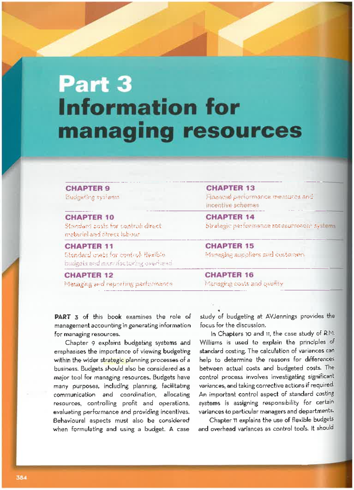 Chapter 9 - Information for managing resources - Cost Accounting - Studocu