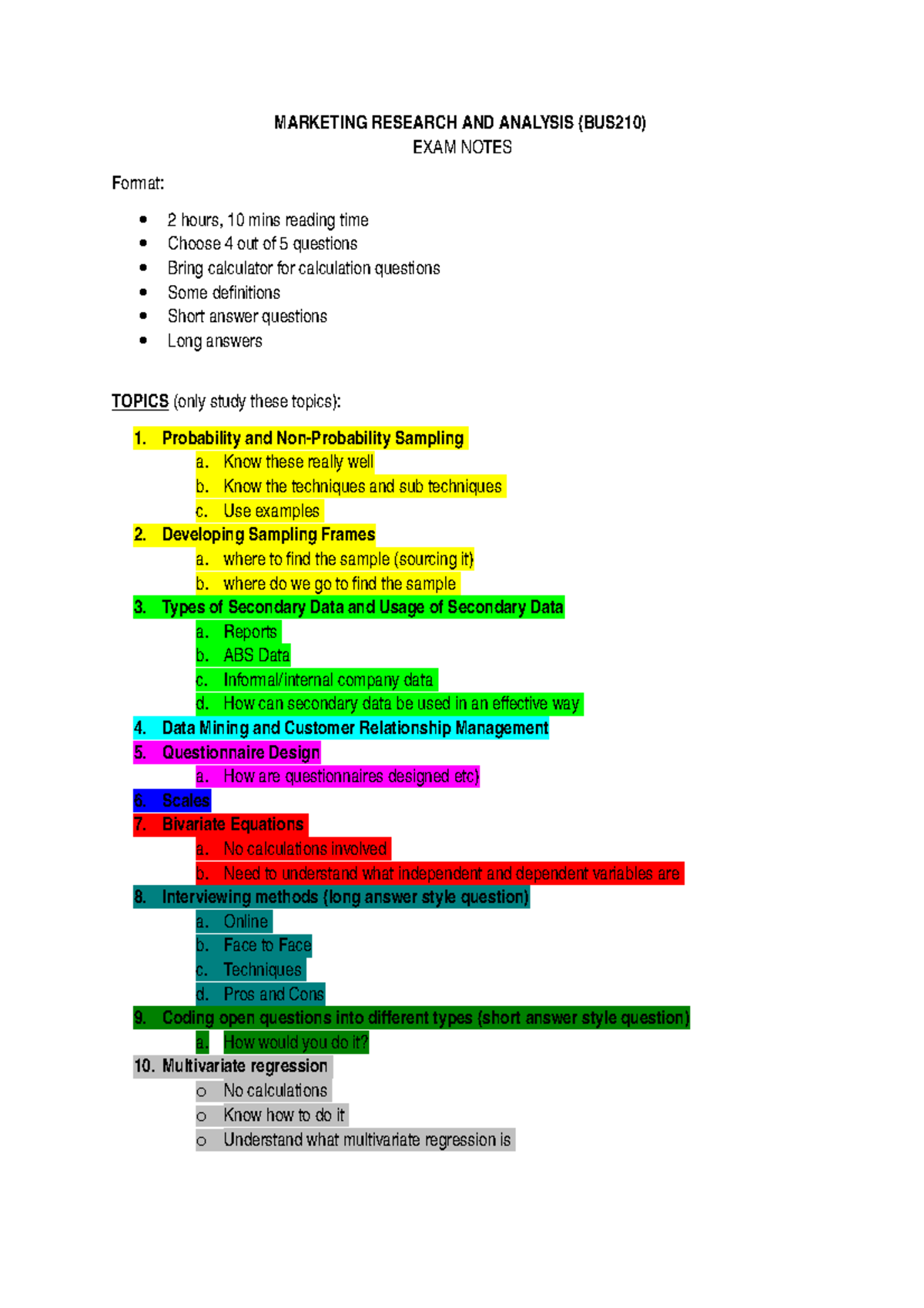 Marketing Research and Analysis Exam Notes - MARKETING RESEARCH AND ...