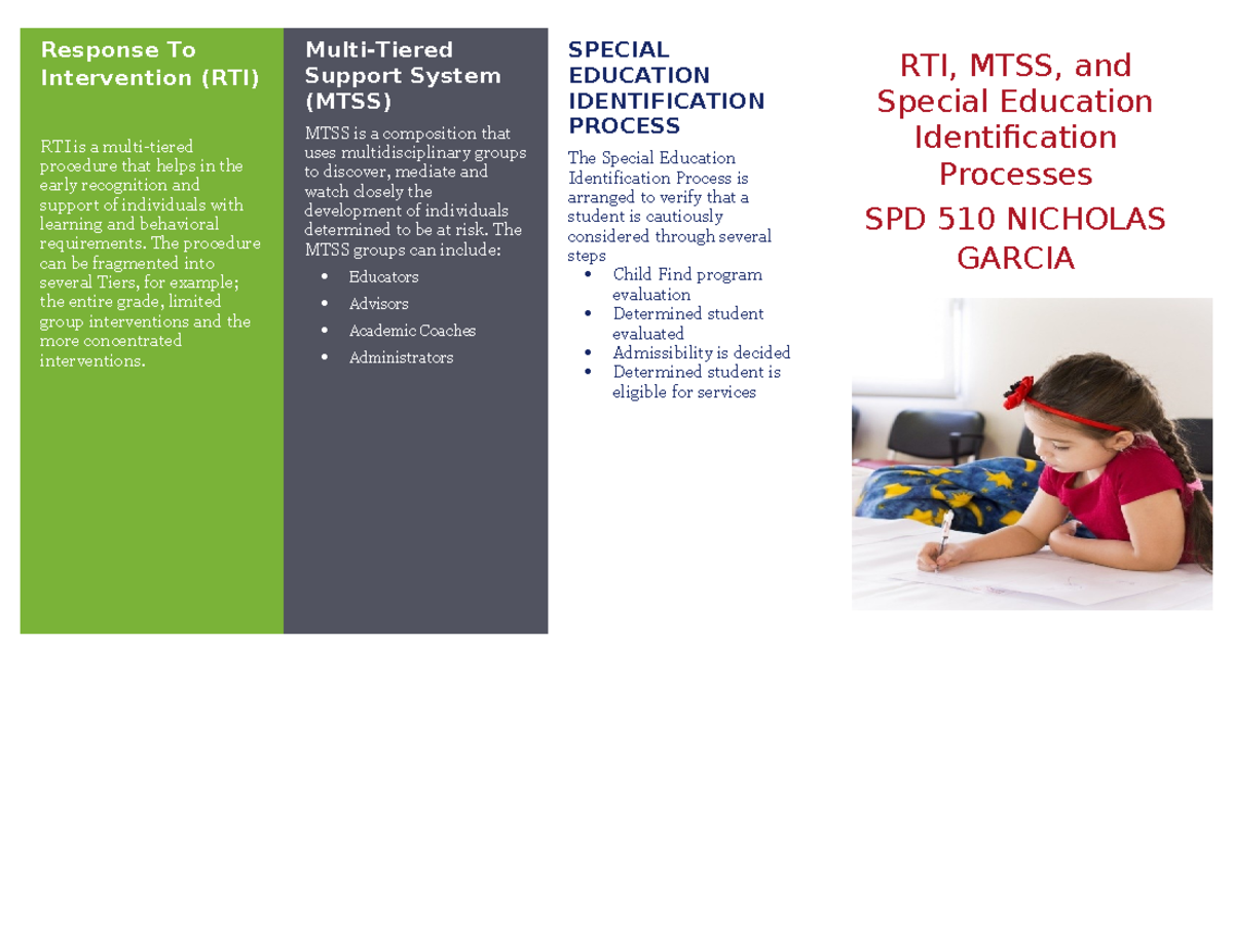 Spd 510 week 3 RTI, MTSS, and Special Education Identification ...
