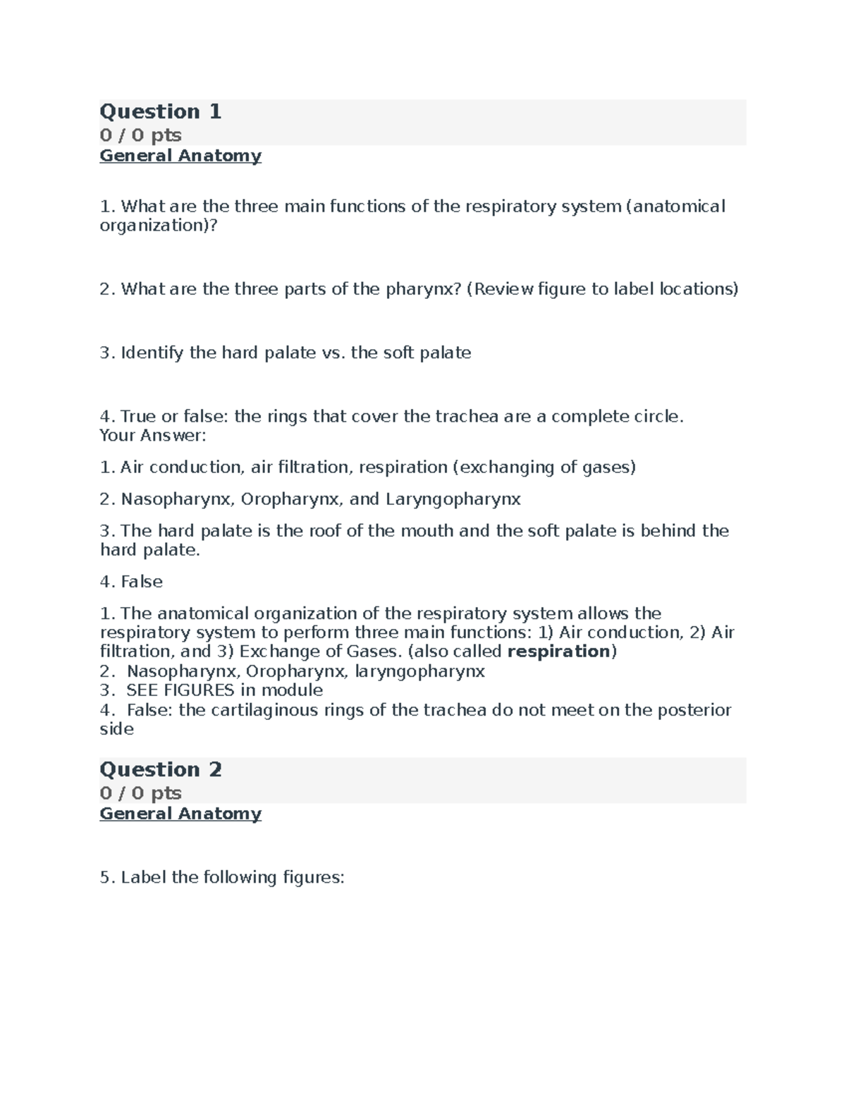 Module 2 Problem Set - Question 1 0 / 0 pts General Anatomy What are ...