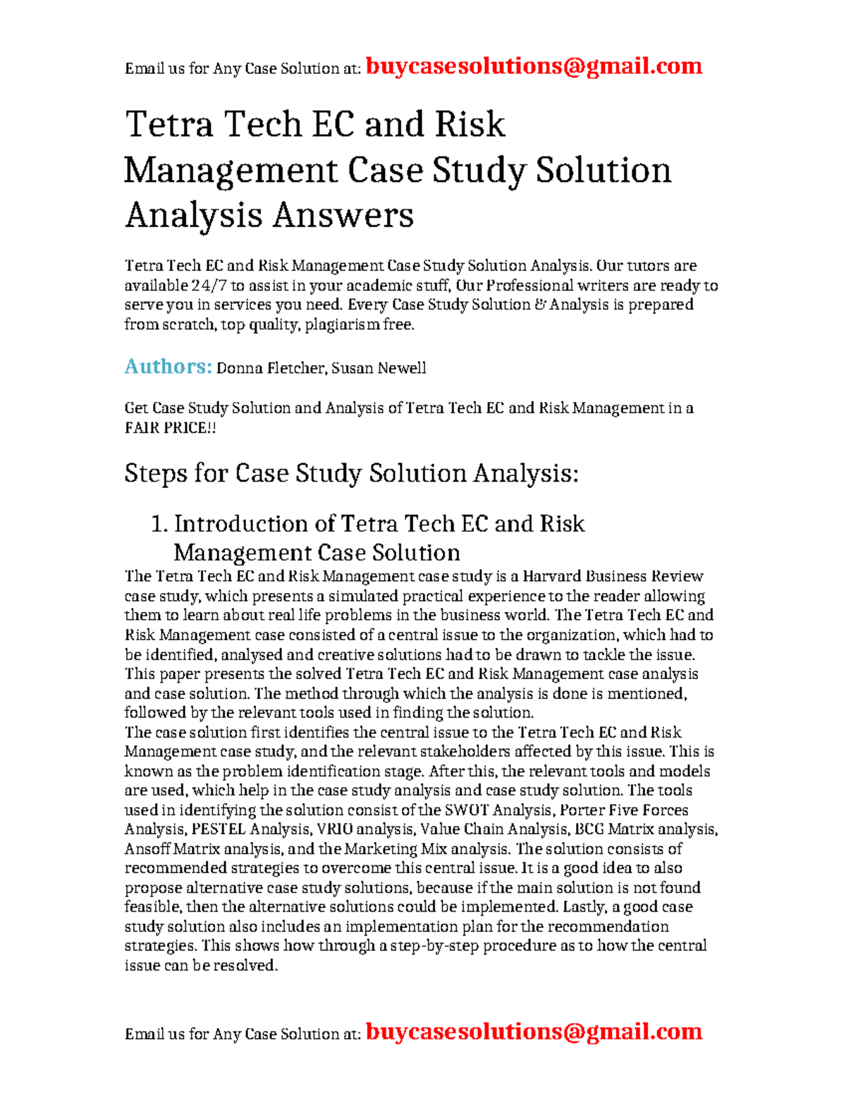 Case Solution Tetra Tech EC and Risk Management - Tetra Tech EC and Risk Management Case Study ...