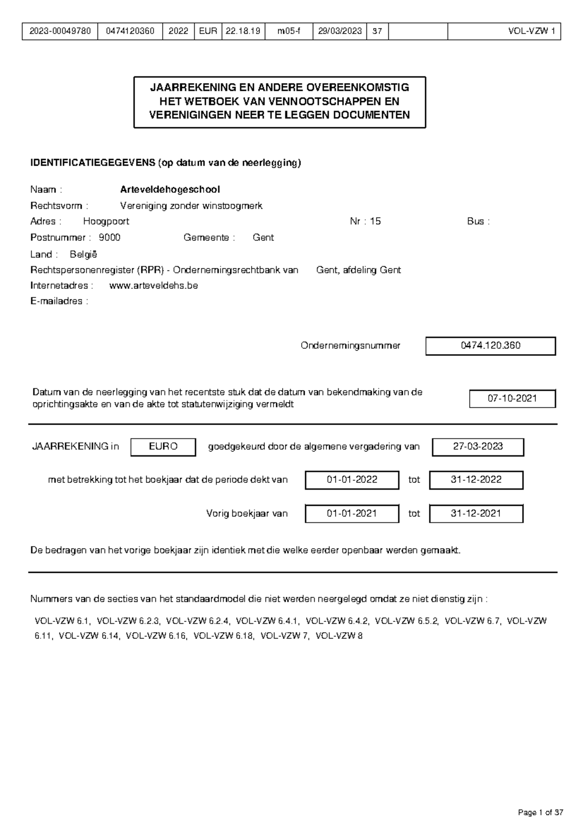 2023-00049780 - jaarrekening - JAARREKENING EN ANDERE OVEREENKOMSTIG ...