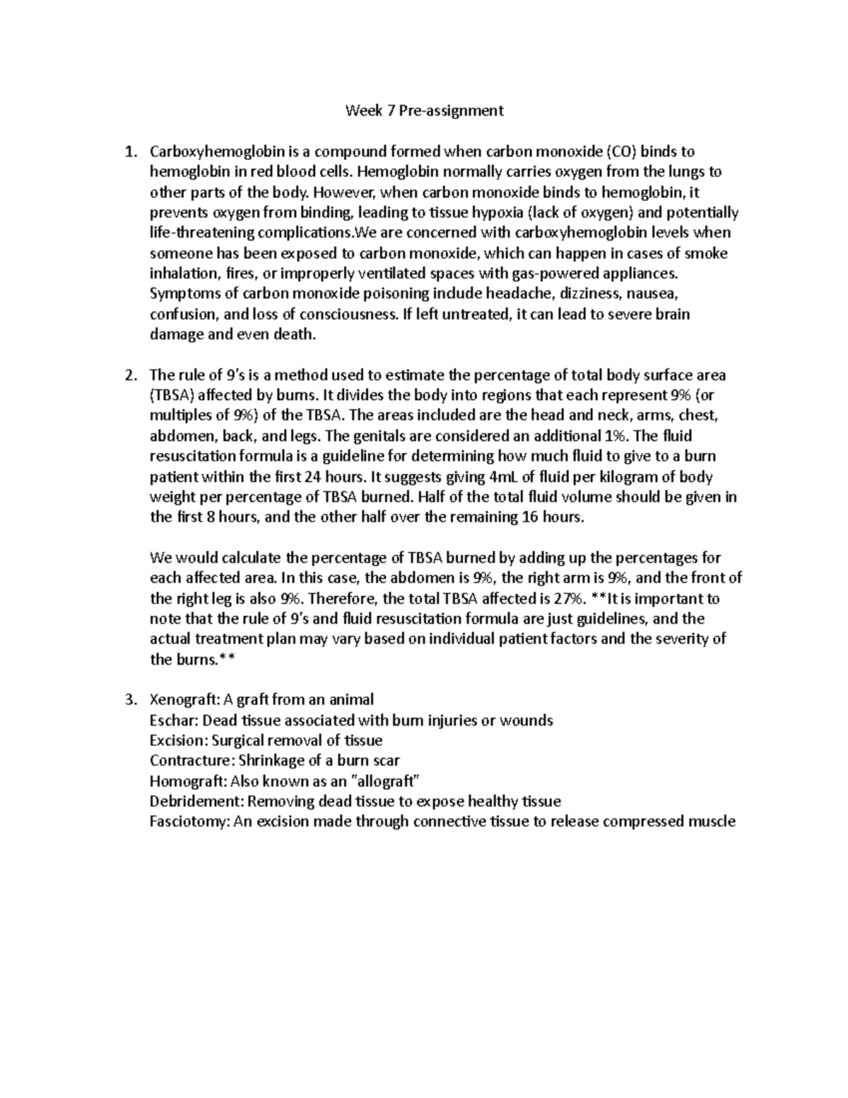 AH3 Week 7 Pre-assignment - Week 7 Pre-assignment Carboxyhemoglobin is a compound formed when ...
