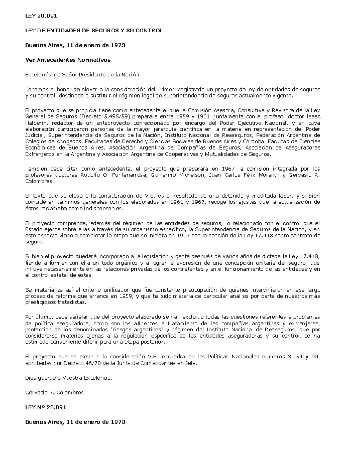 LEY 20.091 LEY DE Entidades DE Seguros Y SU Control - LEY 20. LEY DE ...