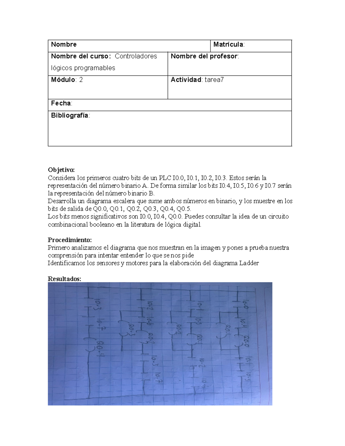 Tarea 7 plc - Nombre Matrícula: Nombre del curso: Controladores lógicos programables Nombre del ...
