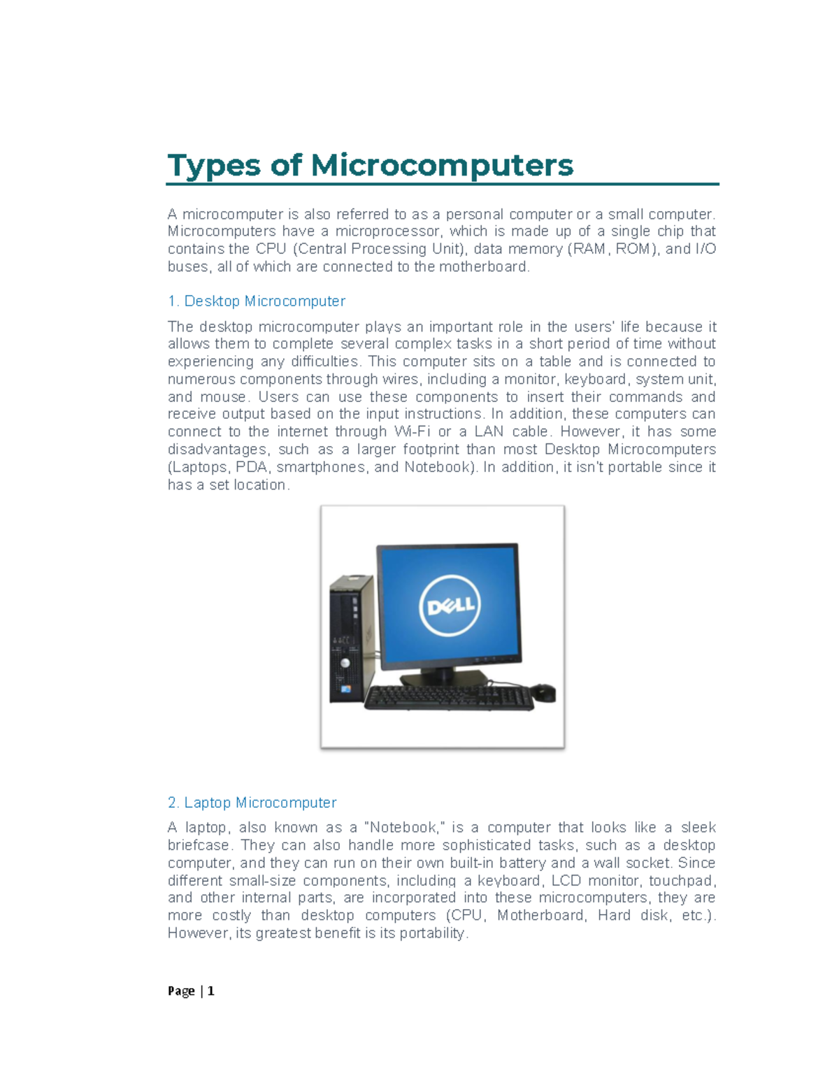 Screenshot 2024-03-18 at 9.04.22 PM - Page | 1 Types of Microcomputers ...