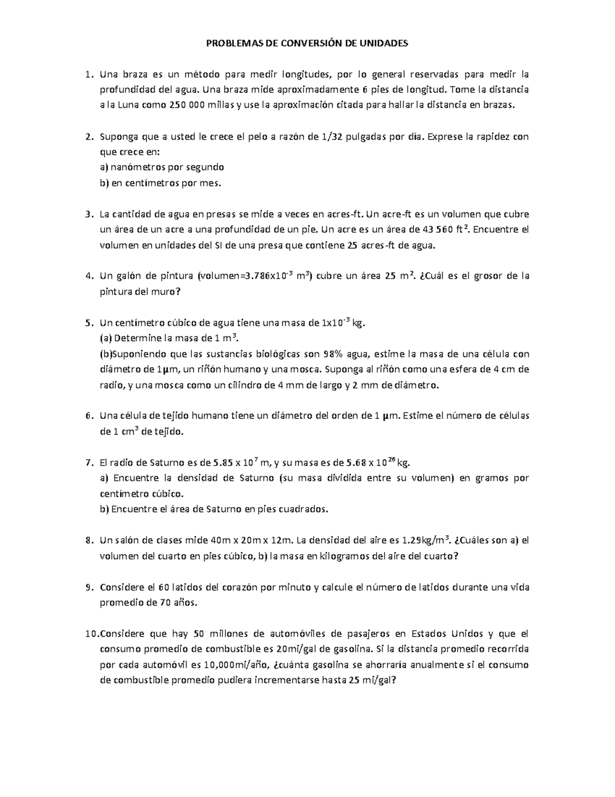 Conversion de unidades UI - PROBLEMAS DE CONVERSI”N DE UNIDADES Una ...