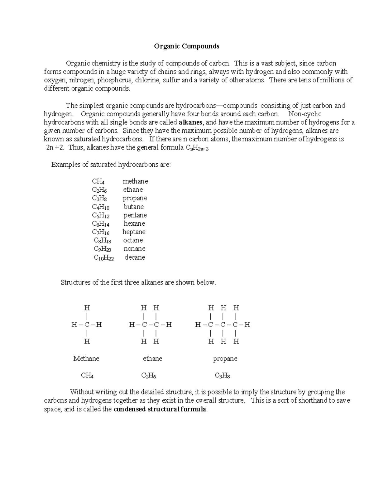 Lecture 13 - Organic Compounds Organic chemistry is the study of ...