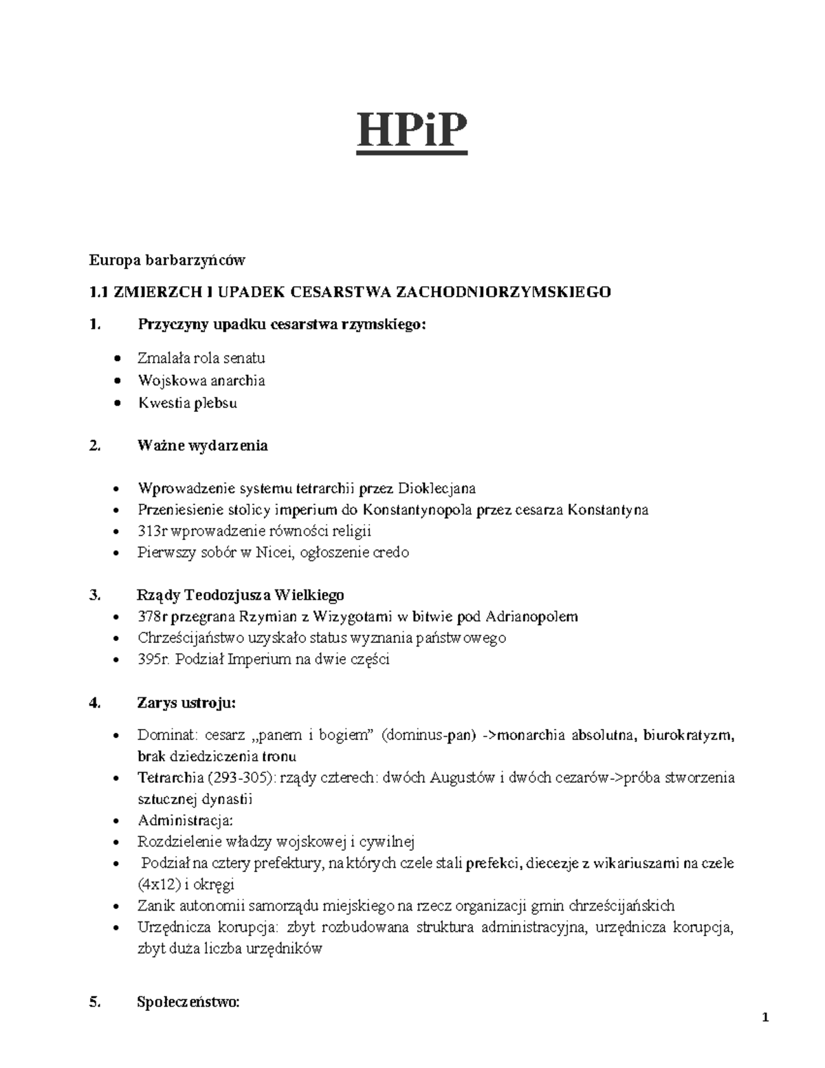 HPi P-skrypt-final - HPiP Europa barbarzyńców 1 ZMIERZCH I UPADEK ...