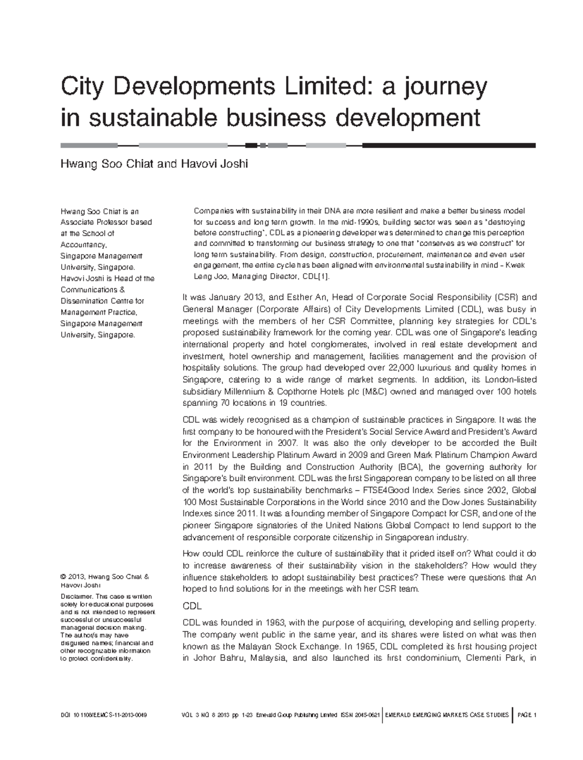Sustainability Culture - City Developments Limited: a journey in ...