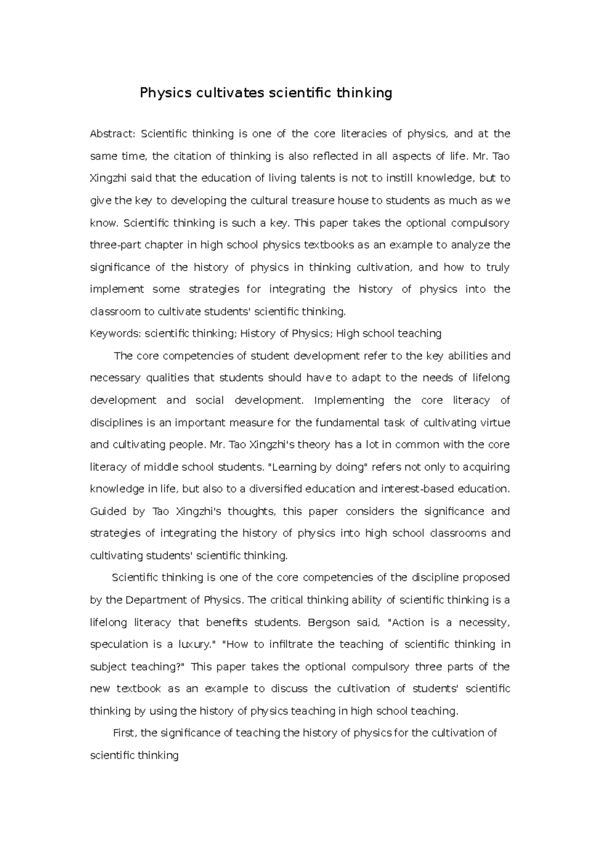 PHY 201 Physics cultivates scientific thinking - Physics cultivates ...