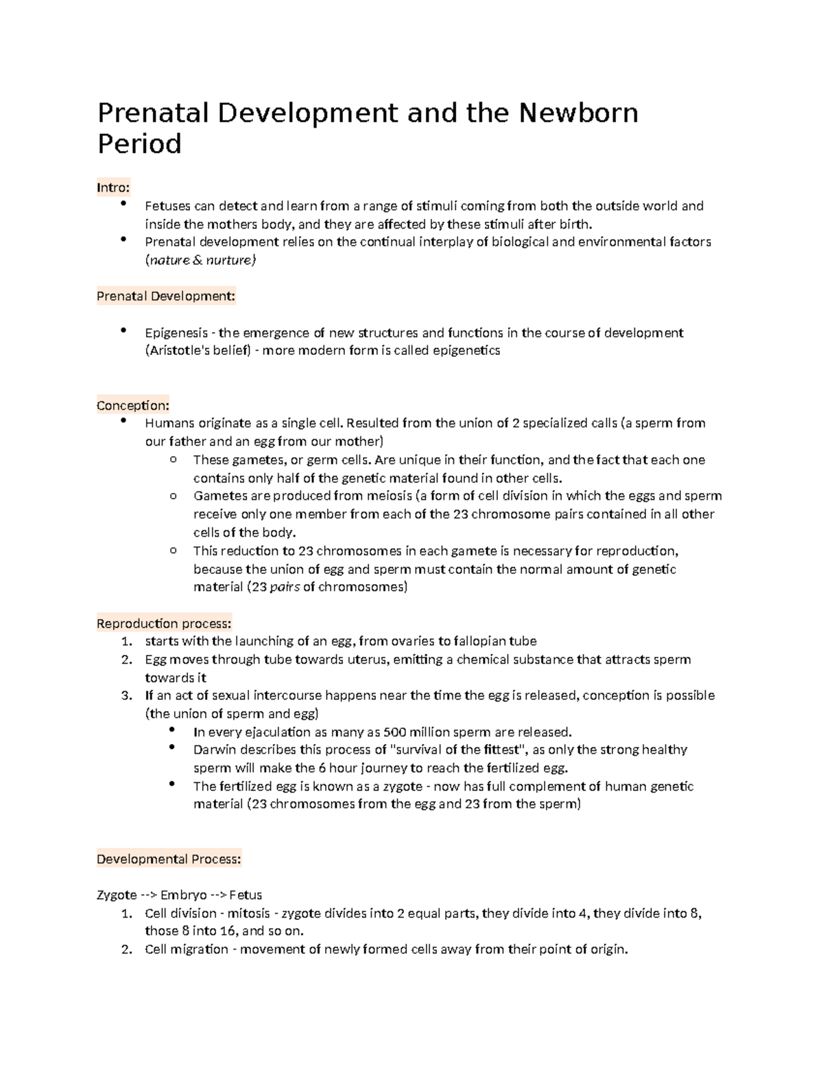 Chapter 2 - Prenatal Development and the Newborn Period Intro: Fetuses ...