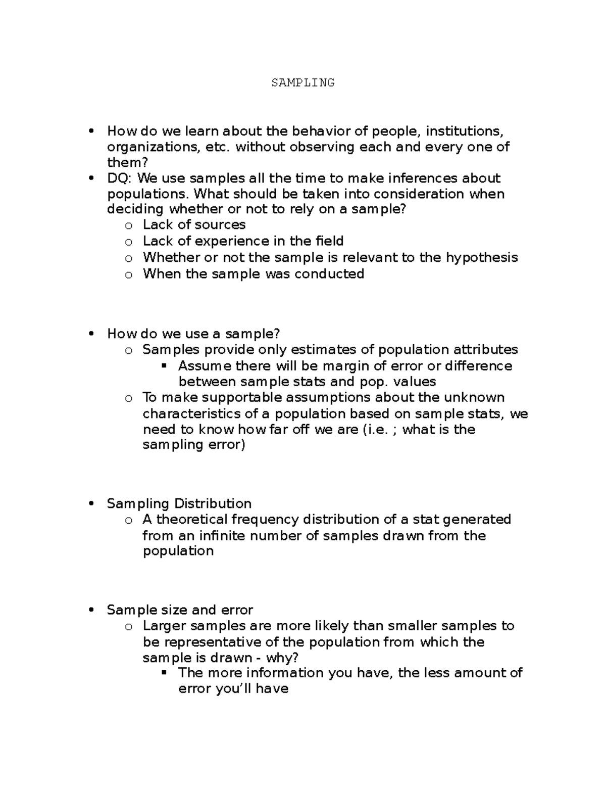 Political Science Research Sampling - SAMPLING How do we learn about ...