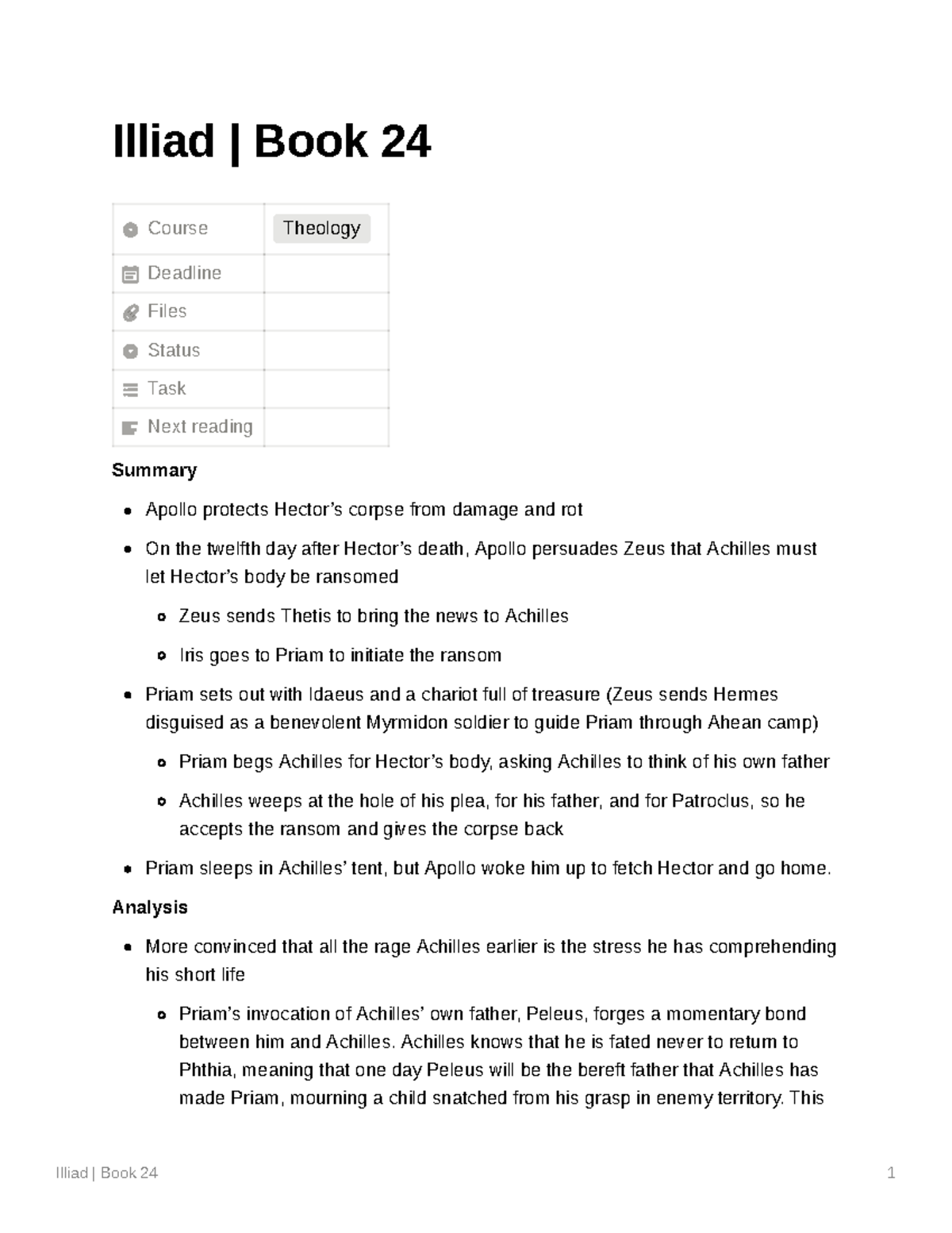 Illiad Book 24 - As the title says - Illiad | Book 24 1 Illiad | Book ...