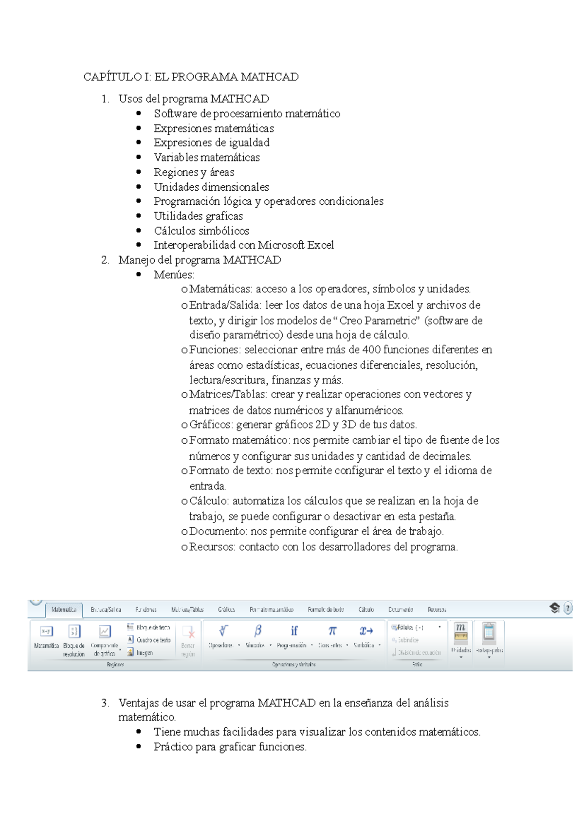 Mathcad hasta capitulo 4 - CAPÍTULO I: EL PROGRAMA MATHCAD Usos del ...