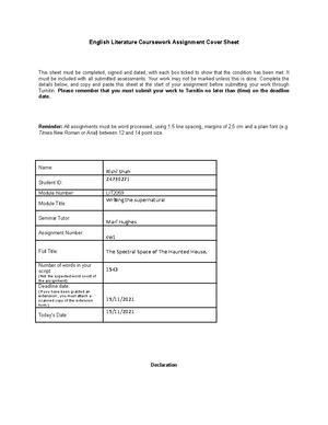 Supernatural Essay Notes - 6) Ghost narratives exist only to ...
