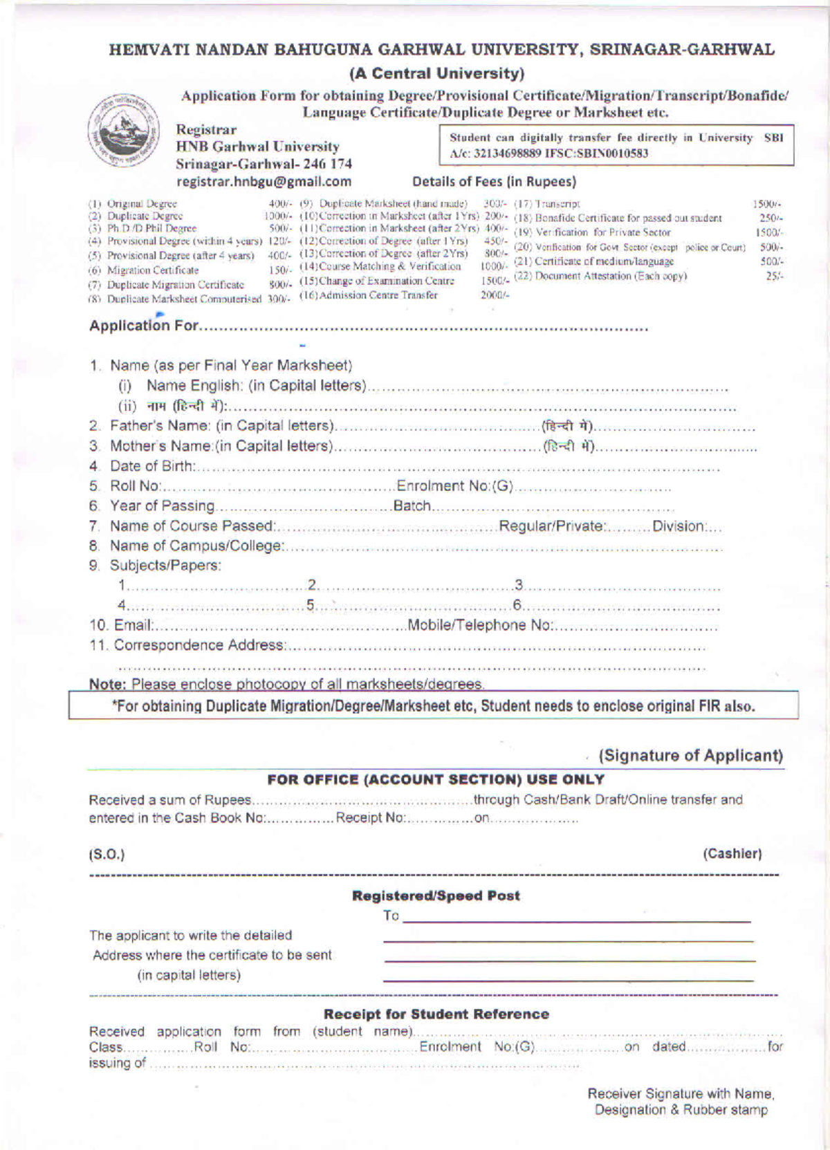 Application Format for Degree,Transcript,Bonafide etc - Law of Contract ...