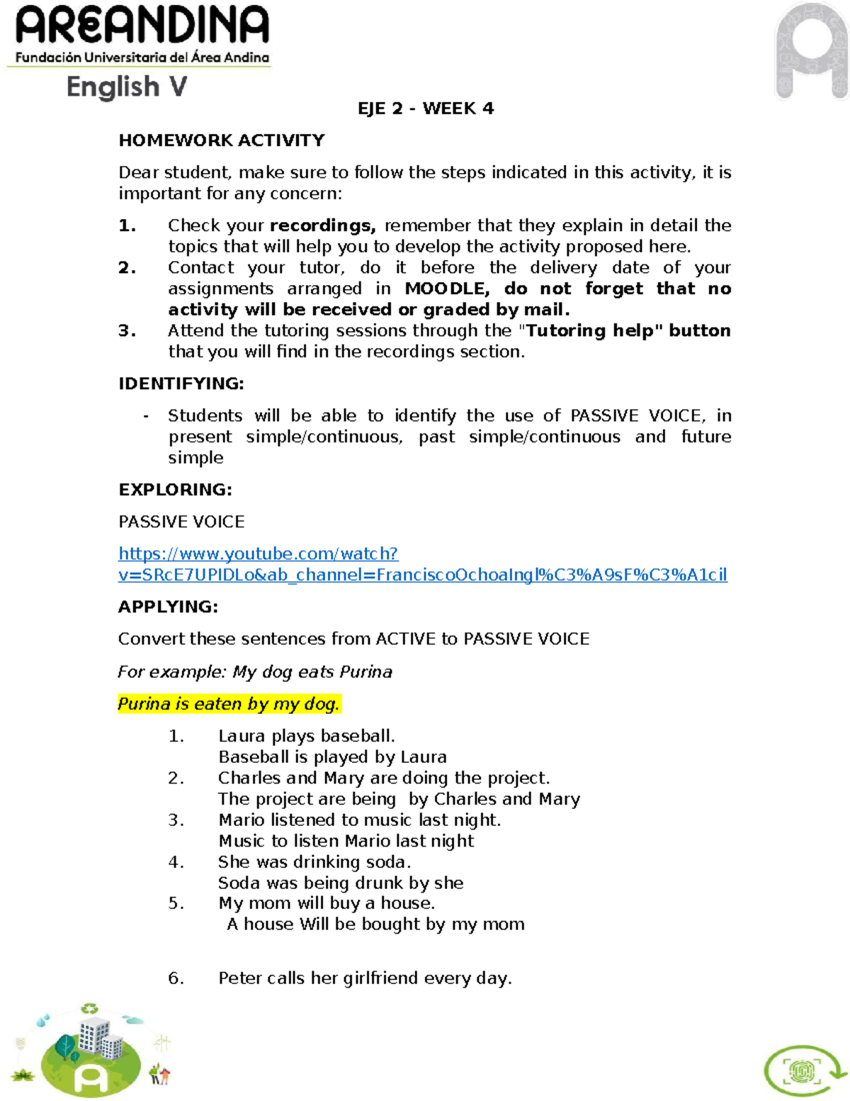 English 5 - EJE 2 - Week 4 - EJE 2 - WEEK 4 HOMEWORK ACTIVITY Dear student, make sure to follow ...