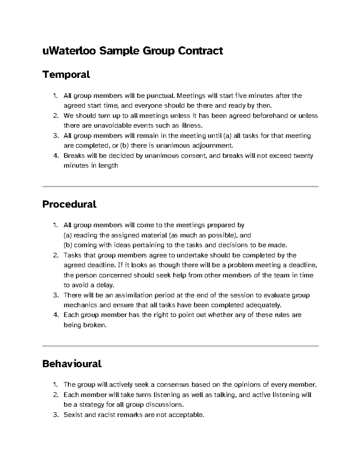 UW Sample group contract - uWaterloo Sample Group Contract Temporal All ...