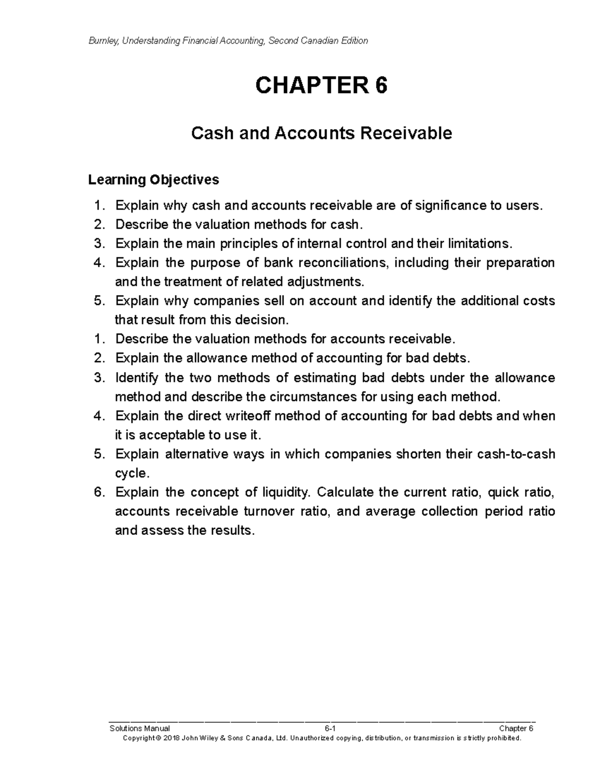 ACTG2010 - Chapter 6 - 2018 - CHAPTER 6 Cash and Accounts Receivable ...
