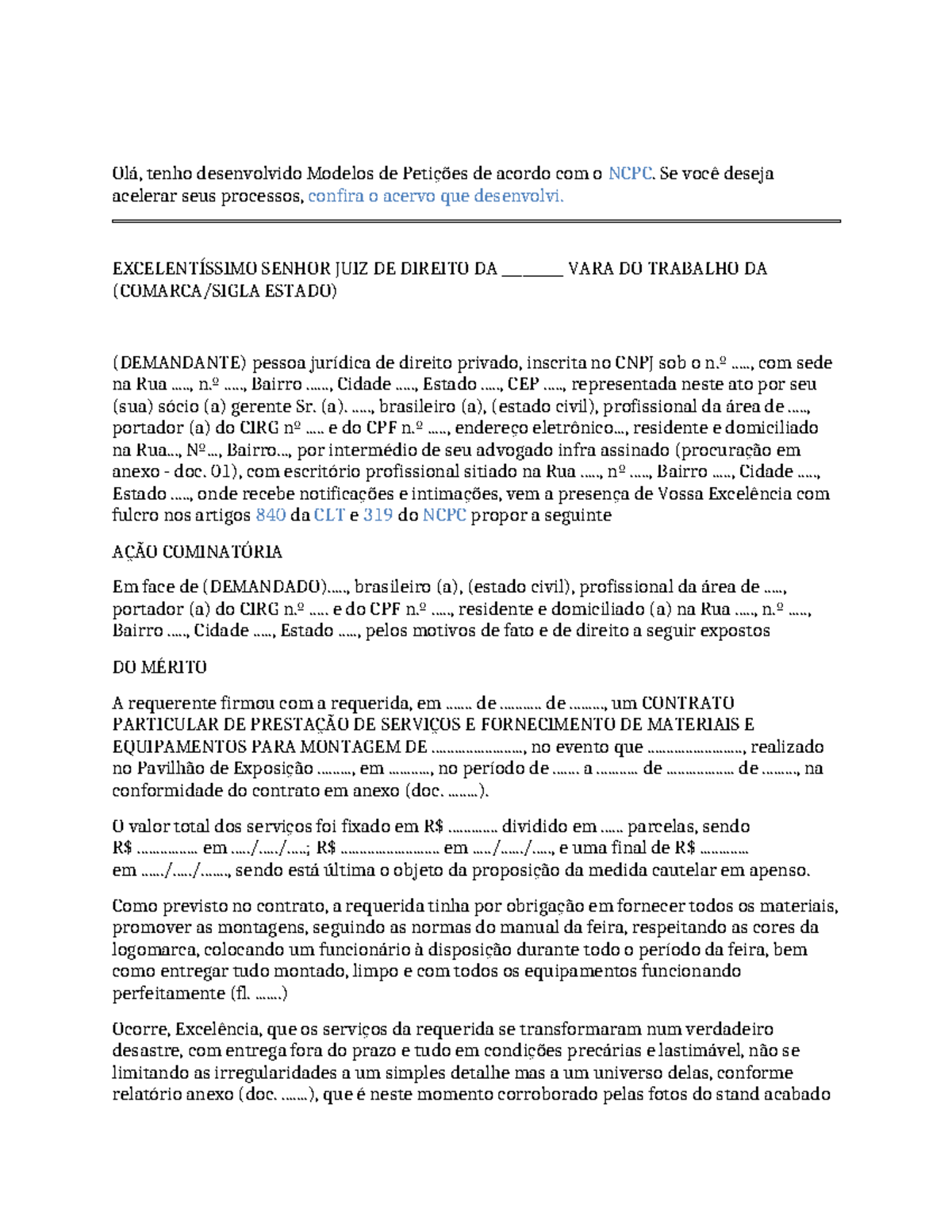 Acao cominatoria cumulada com indenizacao face a inexatidao na ...