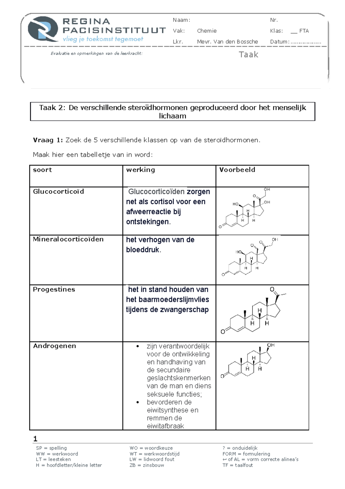 6fta Taak2 Taak Over Sachariden Naam Nr Vak Chemie Klas Fta