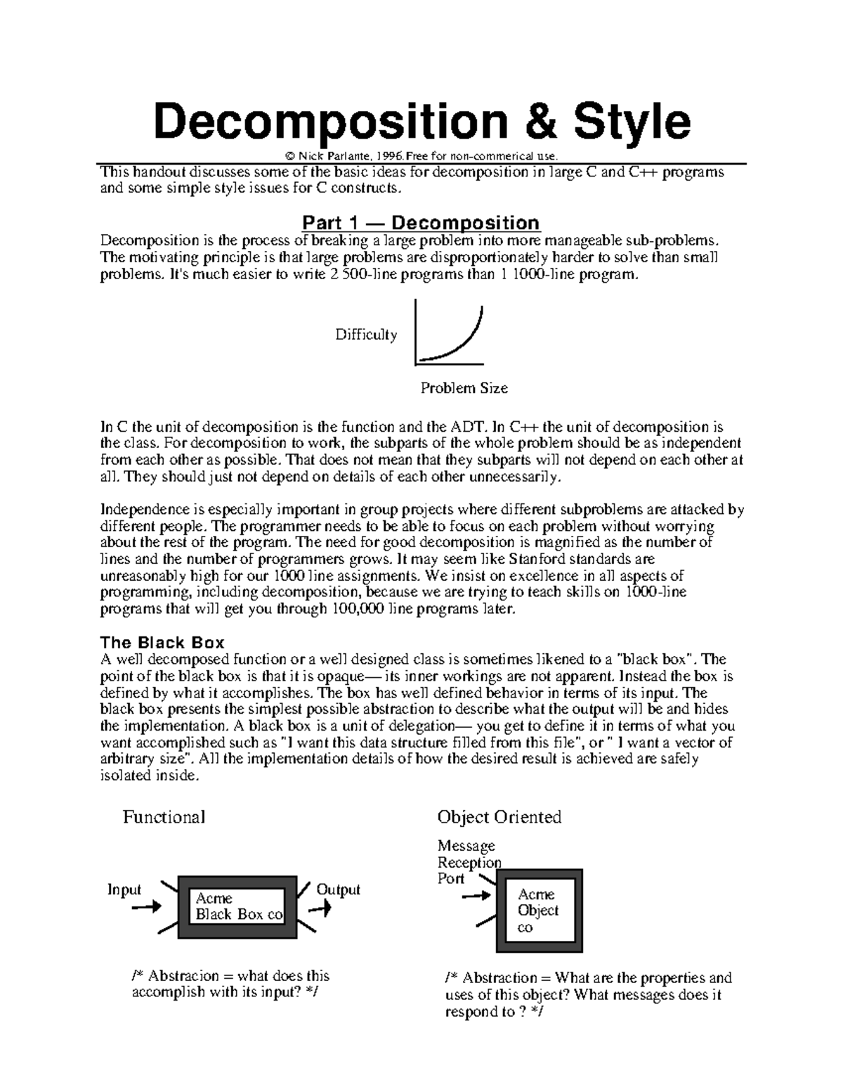 Decomposition and Style - Decomposition & Style © Nick Parlante, 1996 ...
