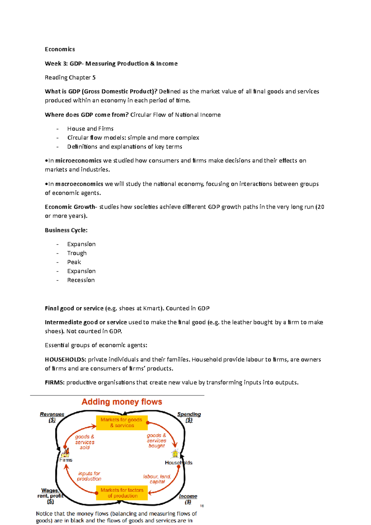 Week 3 Notes - Economics Week 3: GDP- Measuring Production & Income ...