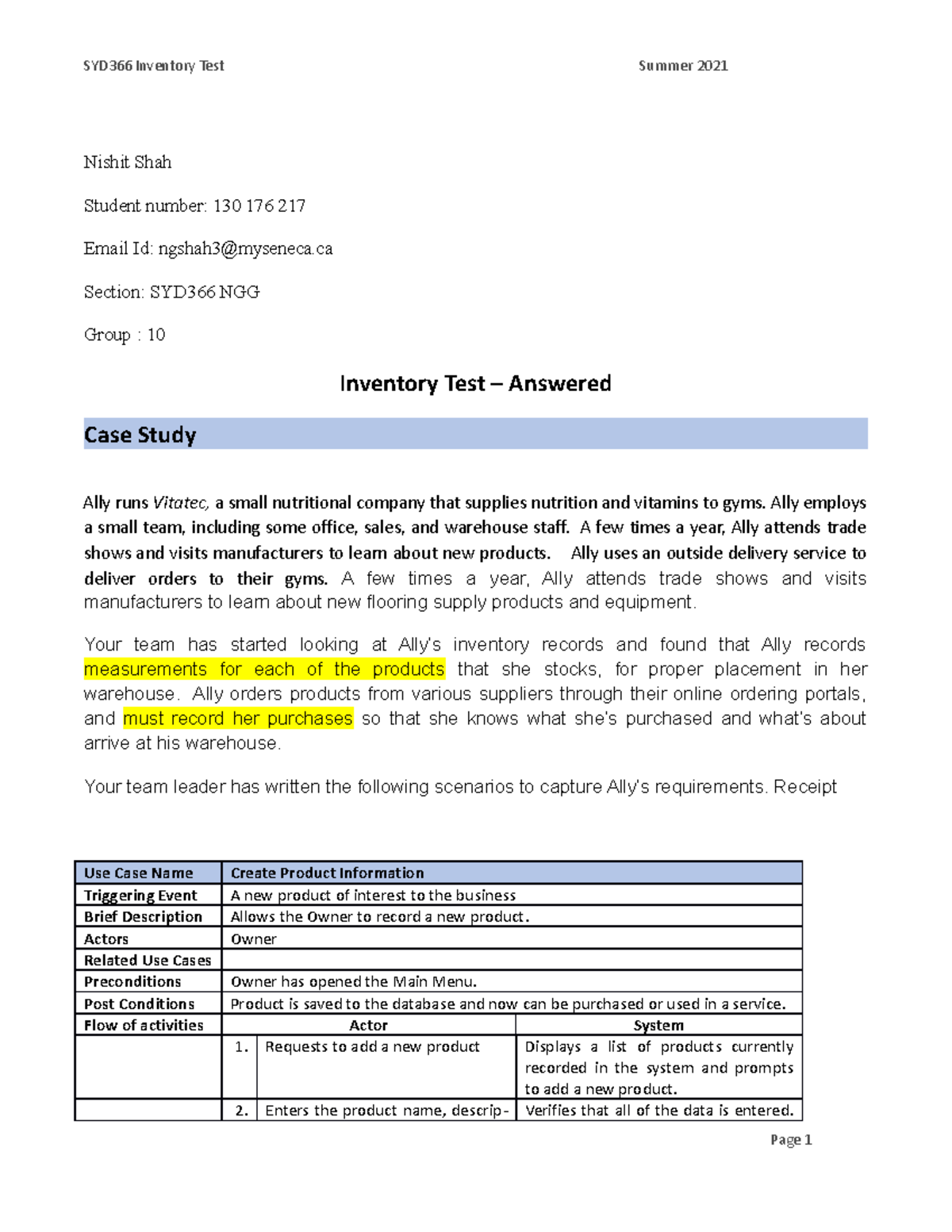 Ngshah 3 Inventory Test - SYD366 Inventory Test Summer 2021 ...