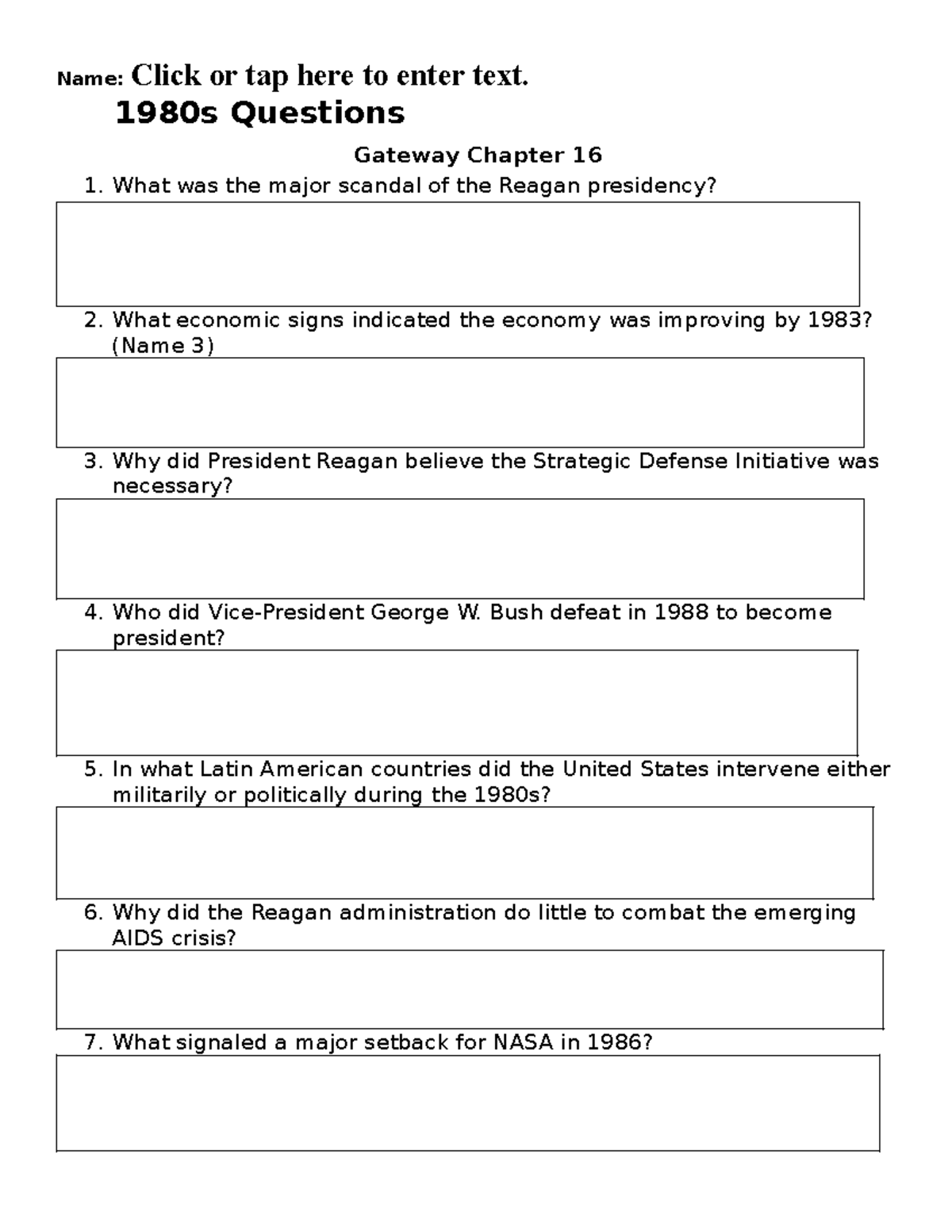 1980s Questions-1 - work - Name: Click or tap here to enter text. 1980s ...