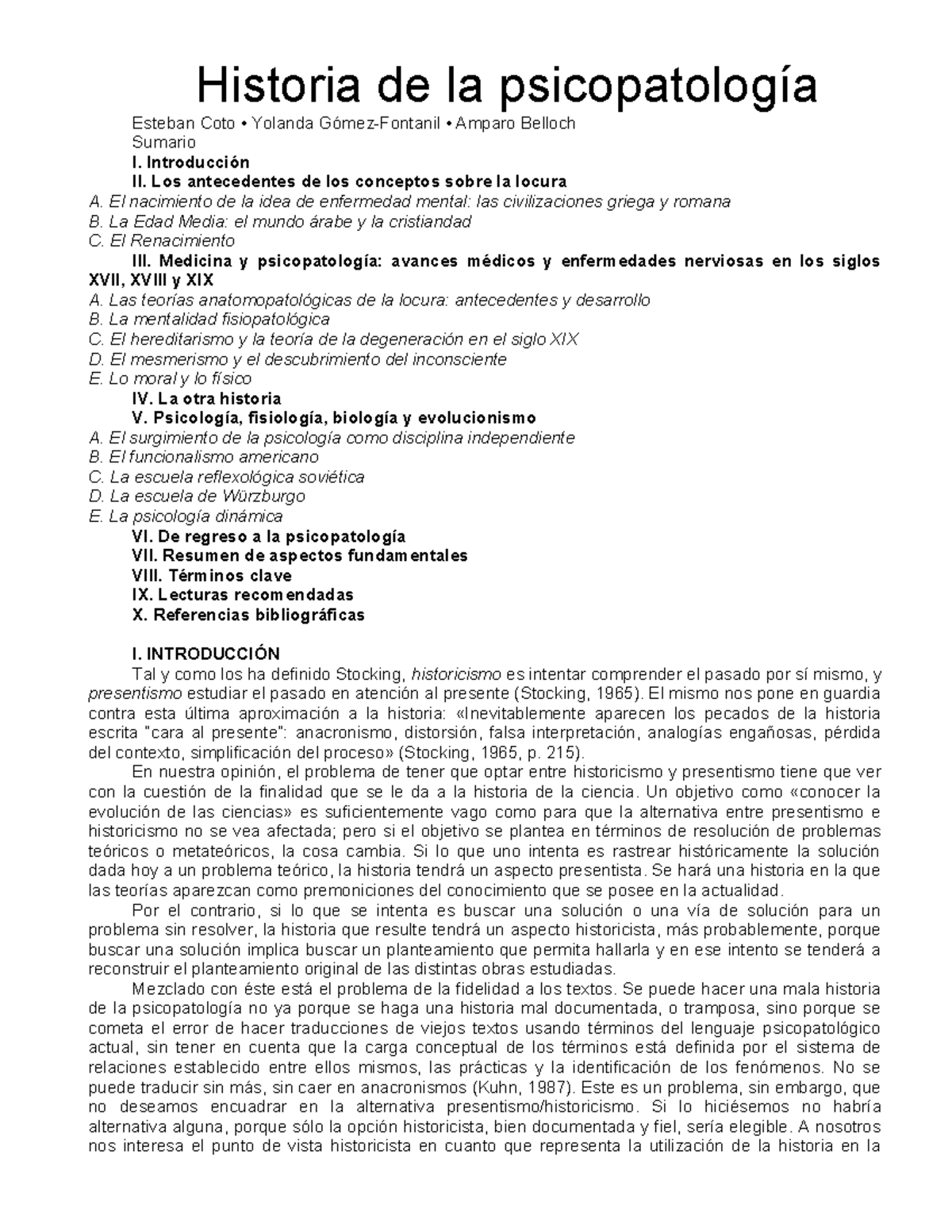 Historia de la Psicopatología - Historia de la psicopatología Esteban ...