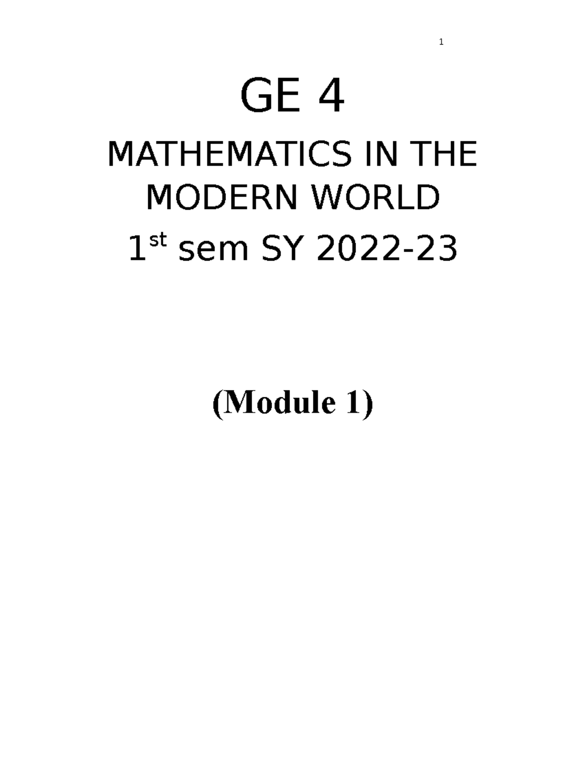 GE 4 Module 1 inductive deductive - GE 4 MATHEMATICS IN THE MODERN ...
