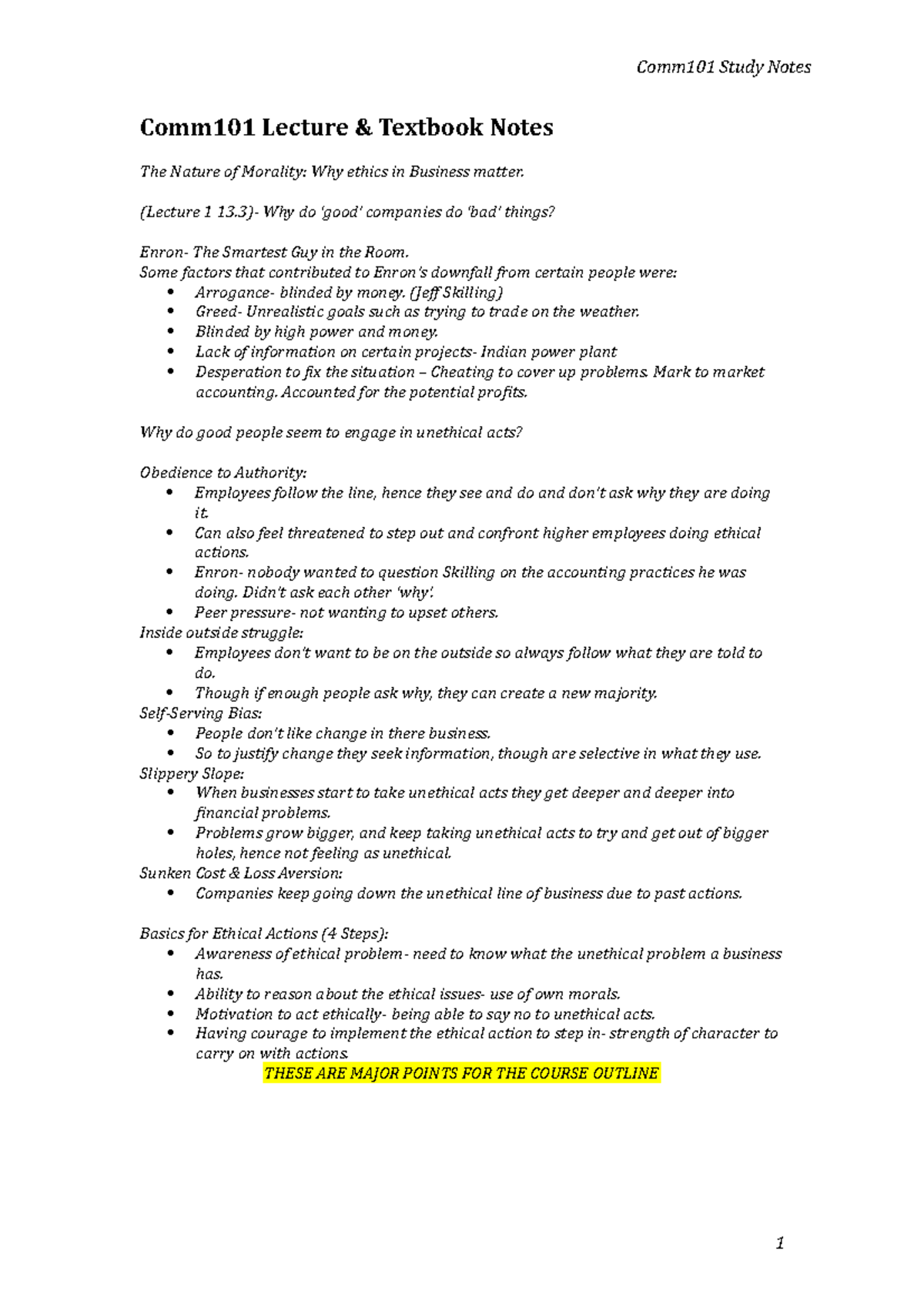 Com 101 finals notes - Summary Principles of Responsible Commerce ...