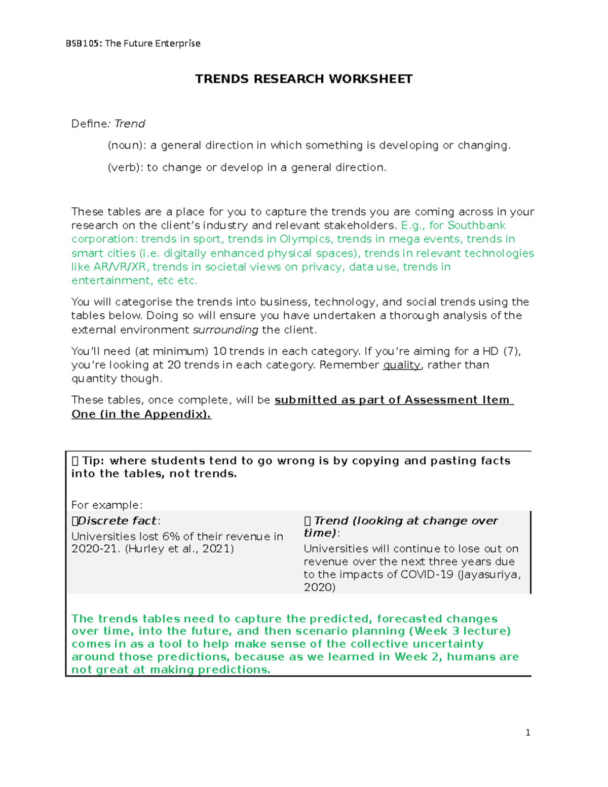 04 Tutorial - trends research - TRENDS RESEARCH WORKSHEET Define: Trend ...