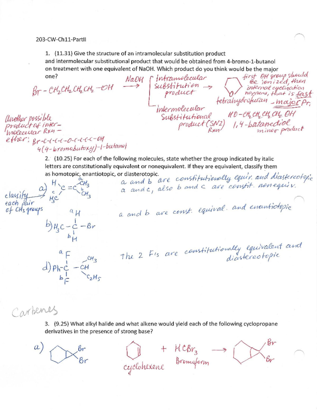 Ch 11 Part II Answers - Practice work from Prof. Z class - CHEM203 - Studocu