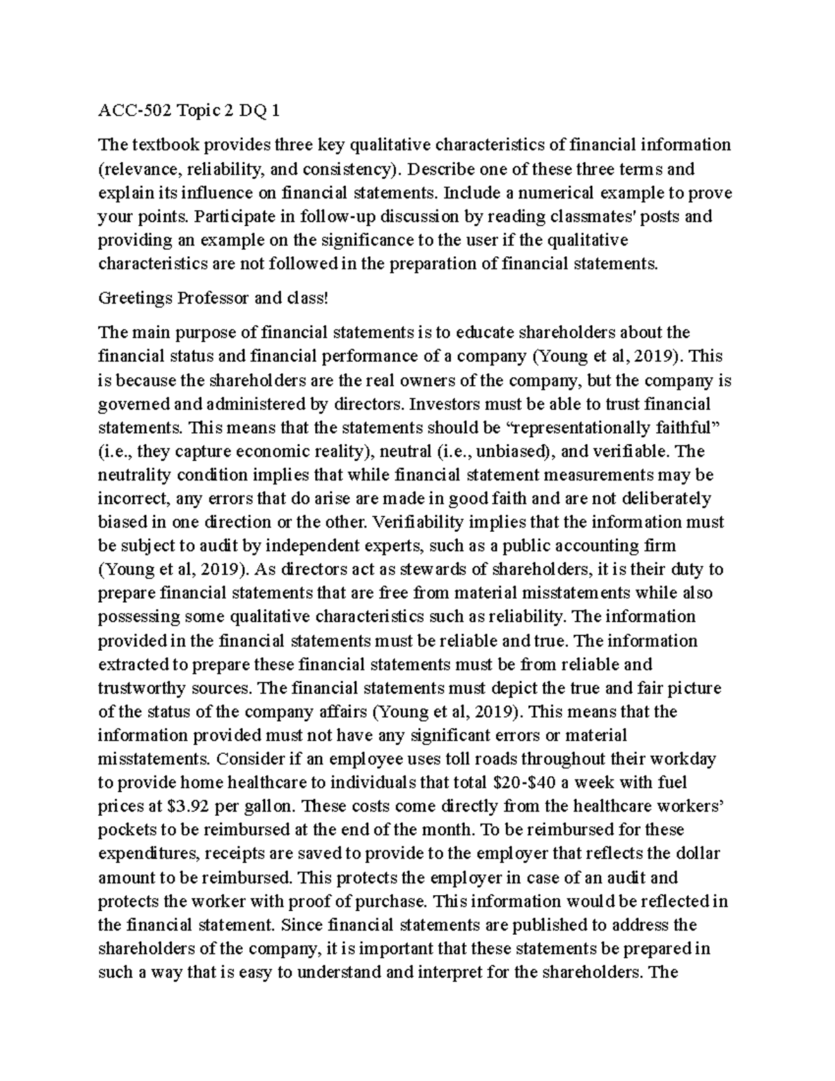 ACC-502 Topic 2 DQ 1 - Hope this helps - ACC-502 Topic 2 DQ 1 The ...