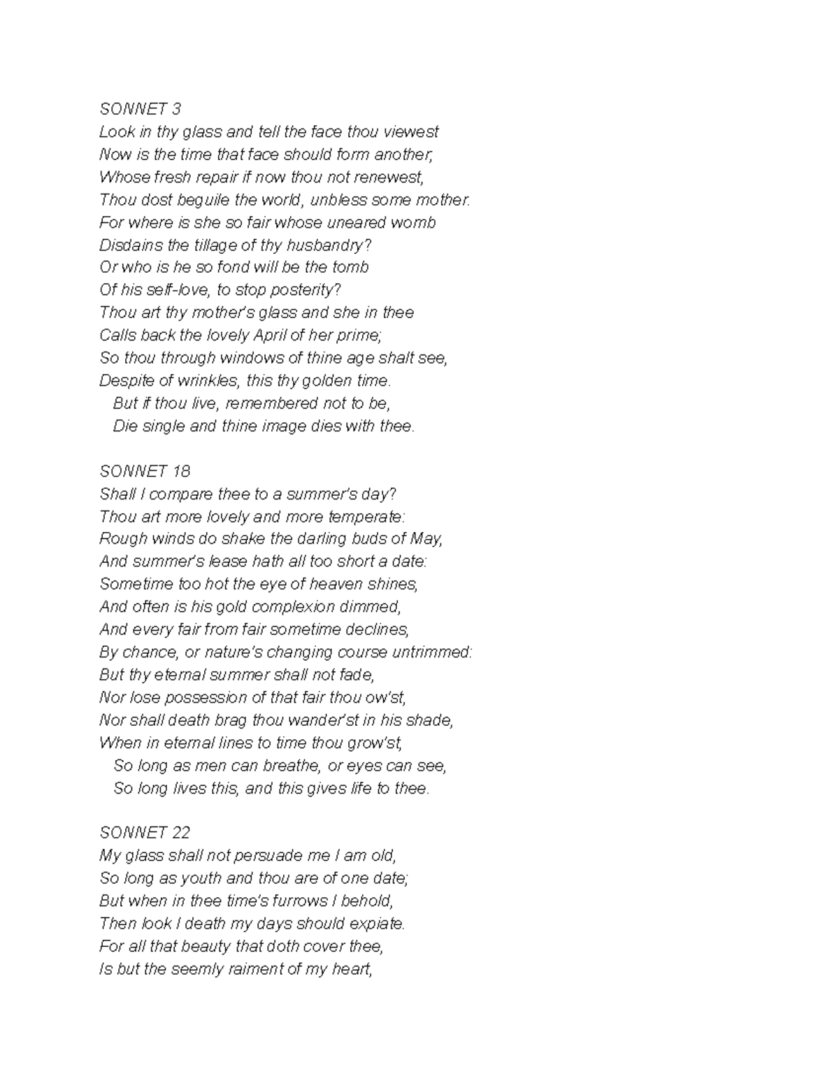 Exam 2 great writers poems to know - SONNET 3 Look in thy glass and ...
