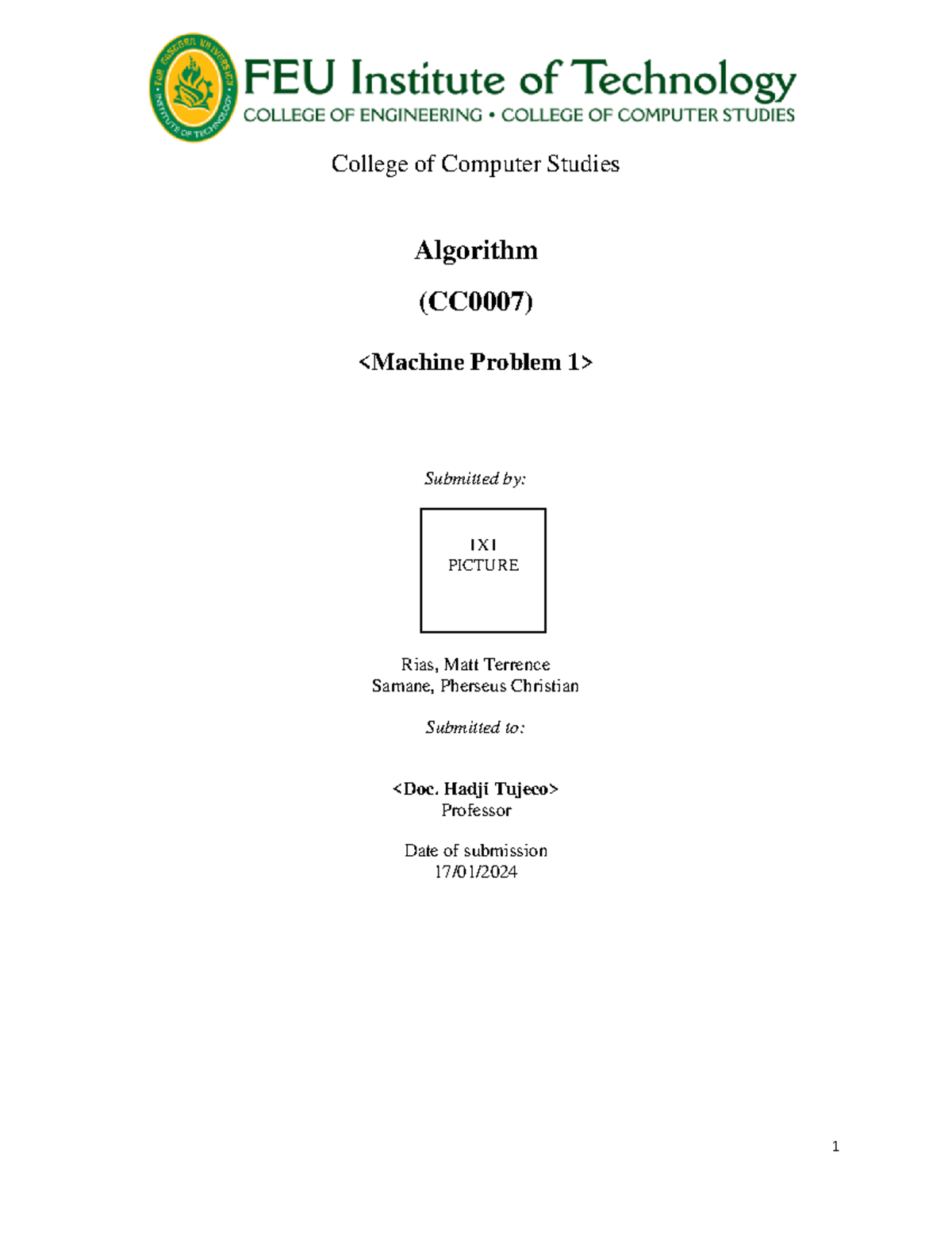 CS0007 1 - notes - College of Computer Studies Algorithm (CC0007) - Studocu