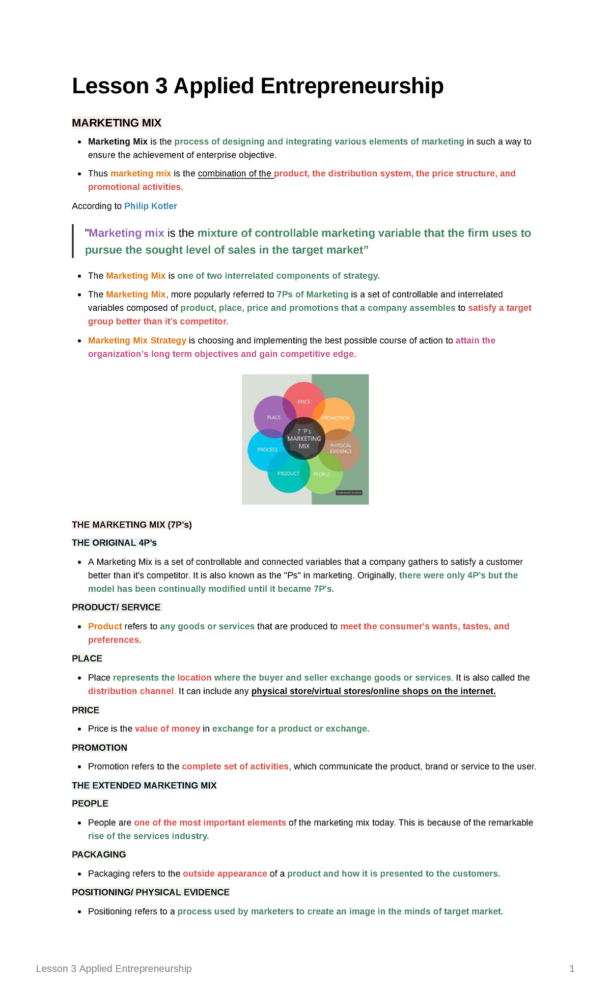 Lesson 3 Applied Entrepreneurship - Lesson 3 Applied Entrepreneurship ...