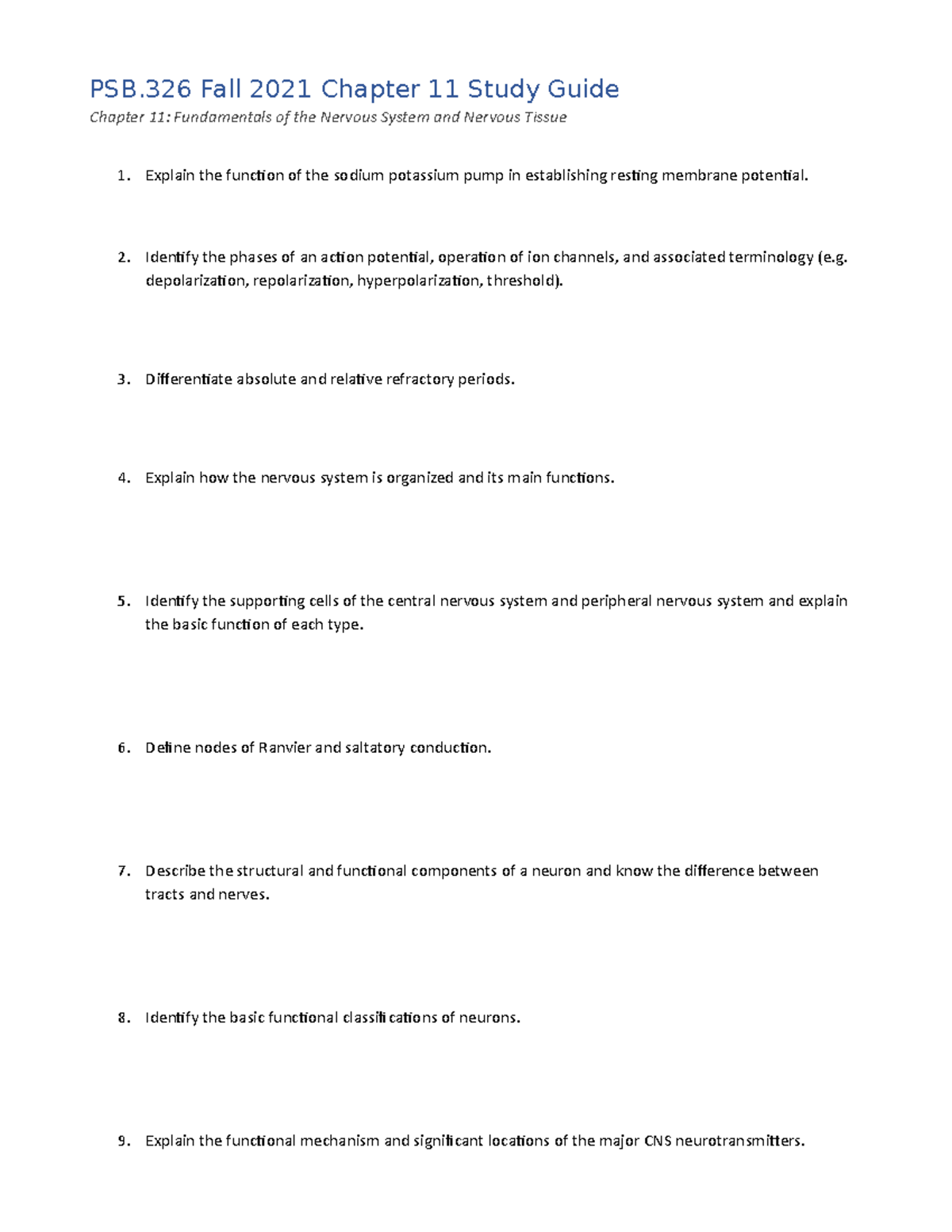 Fall 2021 PSB.326 Chapter 11 Study Guide - PSB Fall 2021 Chapter 11 ...