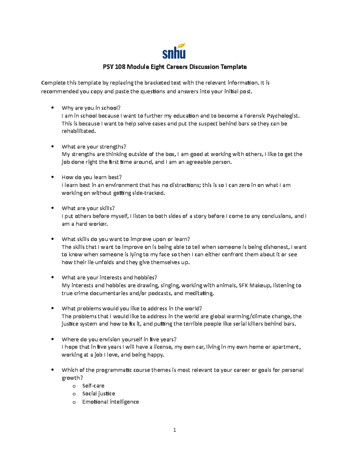 PSY 108 8-1 Discussion Biography - PSY 108 Module Eight Careers ...