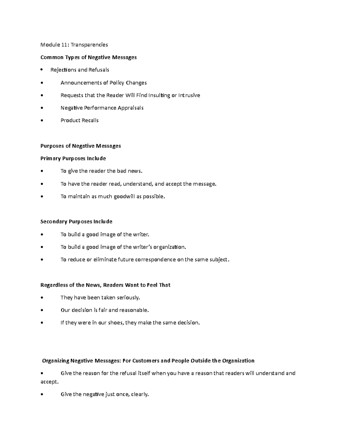 Module 11 Transparencies - Module 11: Transparencies Common Types of ...