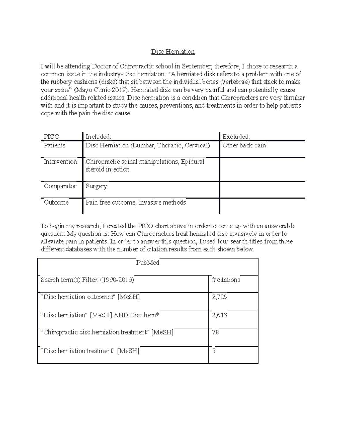 Searching for Information Ware - Disc Herniation I will be attending ...
